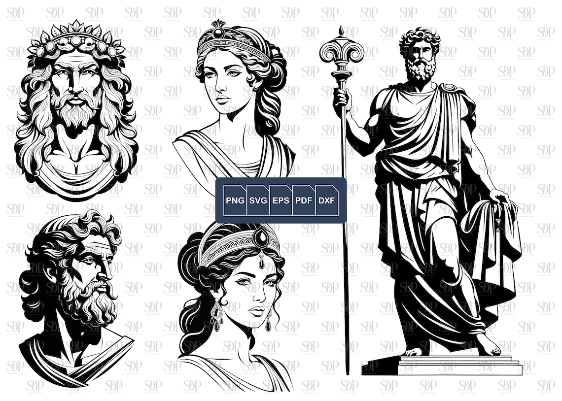 Greek Mythology SVG Bundle: Ancient Gods, Statues (commercial Use) - Etsy