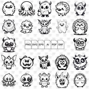 Monster SVG Clipart Bundle, Commercial Use Designs (digital Download ...