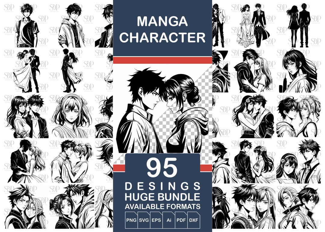 Manga Character SVG Bundle: 95 Anime Designs (digital Download) - Etsy