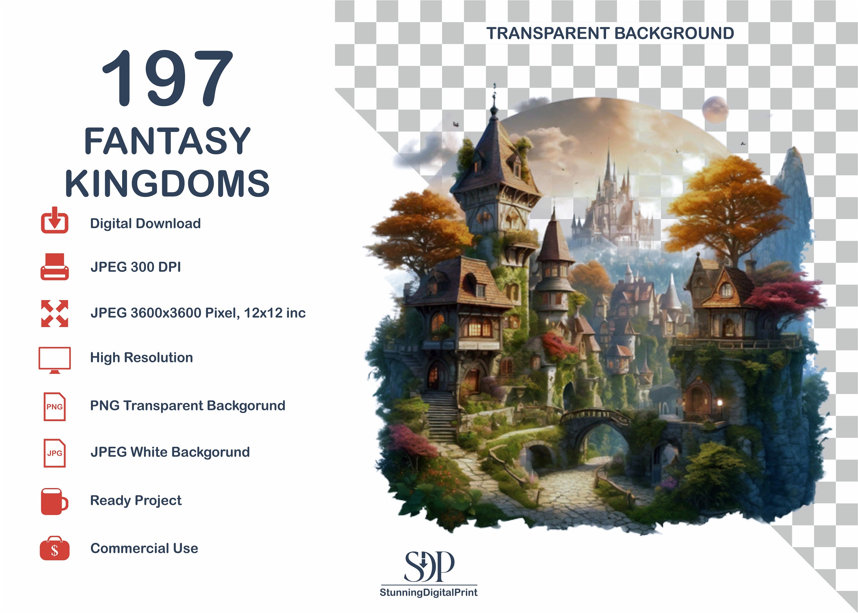 197 Fairy Tale Kingdom ,fantasy Clipart Collection Bundle,watercolor ...