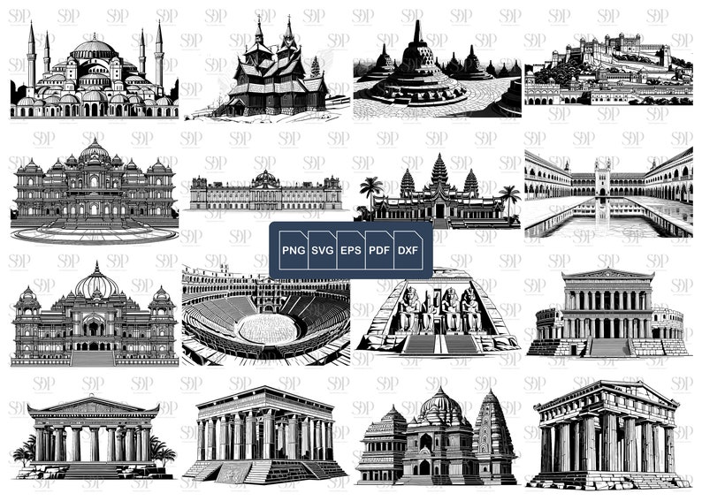 100 Ancient Temple Svg, Ancient Svg, Historical Buildings Svg, Vector ...