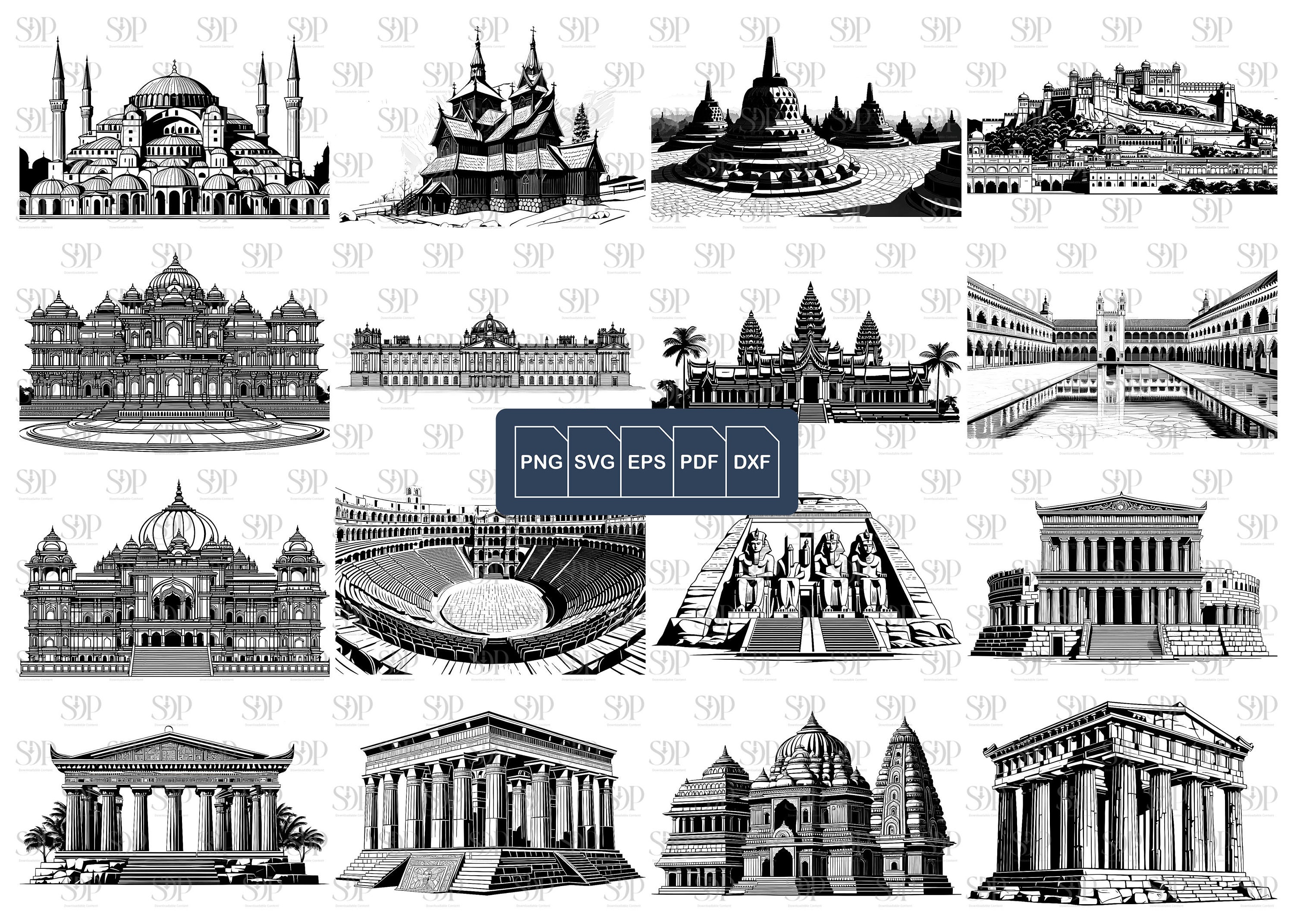 100 Ancient Temple Svg, Ancient Svg, Historical Buildings Svg, Vector ...