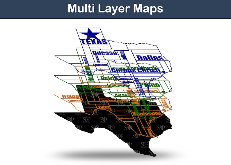 Texas Maps Svg, Texas Vector File,multi Layered Texas, Texas Cut File ...