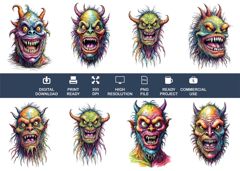 16 Monster Png Bundle,high Quality Png,transparent Png, Scary Monster ...