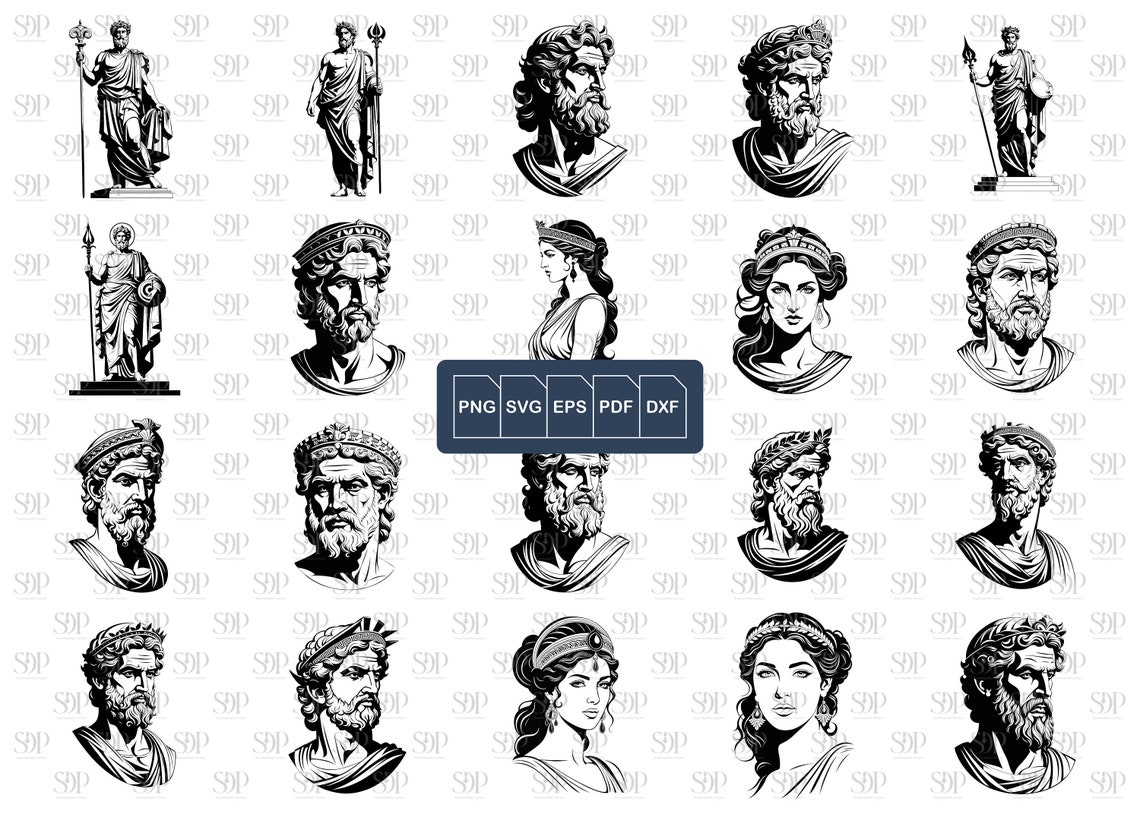 Greek Mythology SVG Bundle: Ancient Gods, Statues (commercial Use) - Etsy
