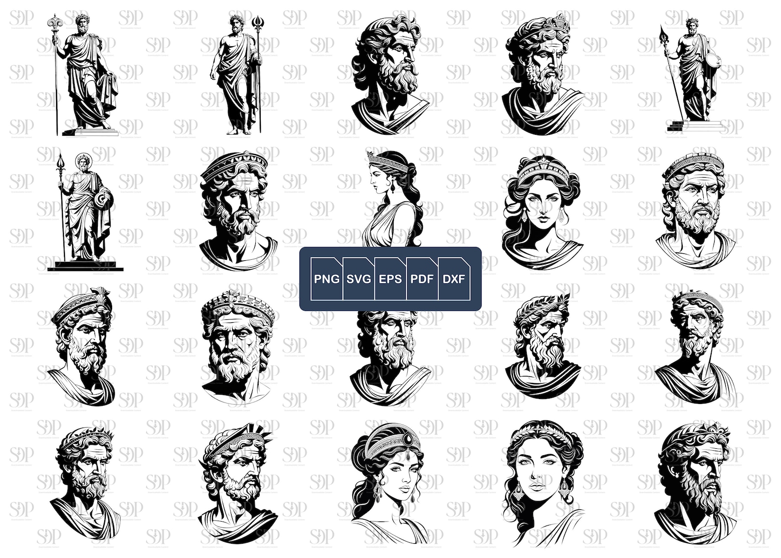 Greek Mythology SVG Bundle: Ancient Gods, Statues (commercial Use) - Etsy