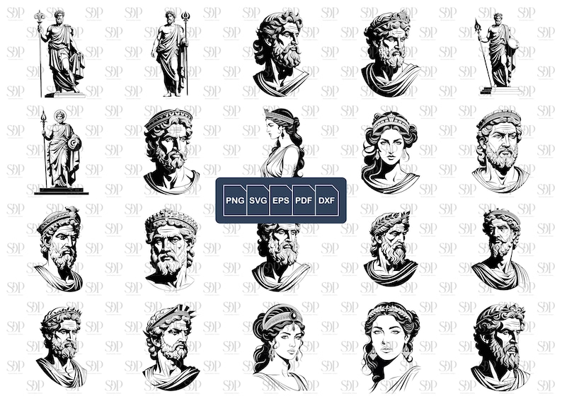 Greek Mythology SVG Bundle: Ancient Gods, Statues (commercial Use) - Etsy