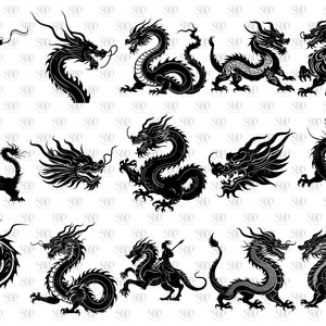 90 Asian Dragon SVG BUNDLE, Vector File, Dragon Cricut, Vector Dragon ...