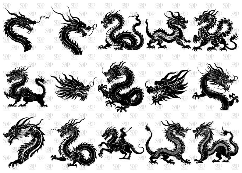 90 Asian Dragon SVG BUNDLE, Vector File, Dragon Cricut, Vector Dragon ...