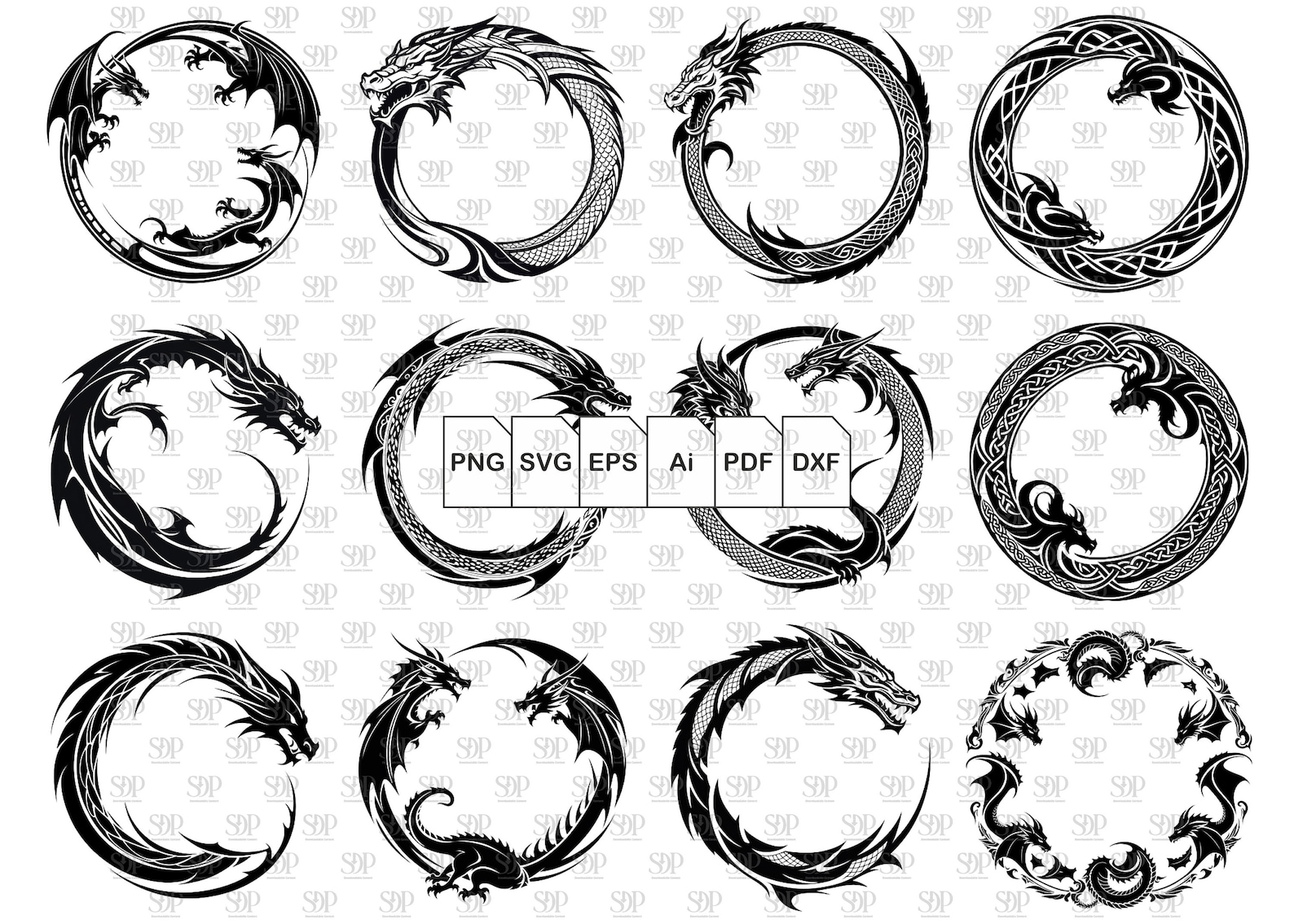 80 Dragon SVG BUNDLE ,celtic Circle,celtic Dragon Svg, Vector File, Dragon Circle Svg, Celtic ...