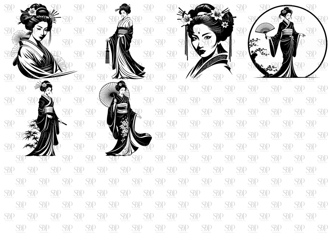 Geisha SVG Clipart Bundle, Vector Graphics (digital Download) - Etsy