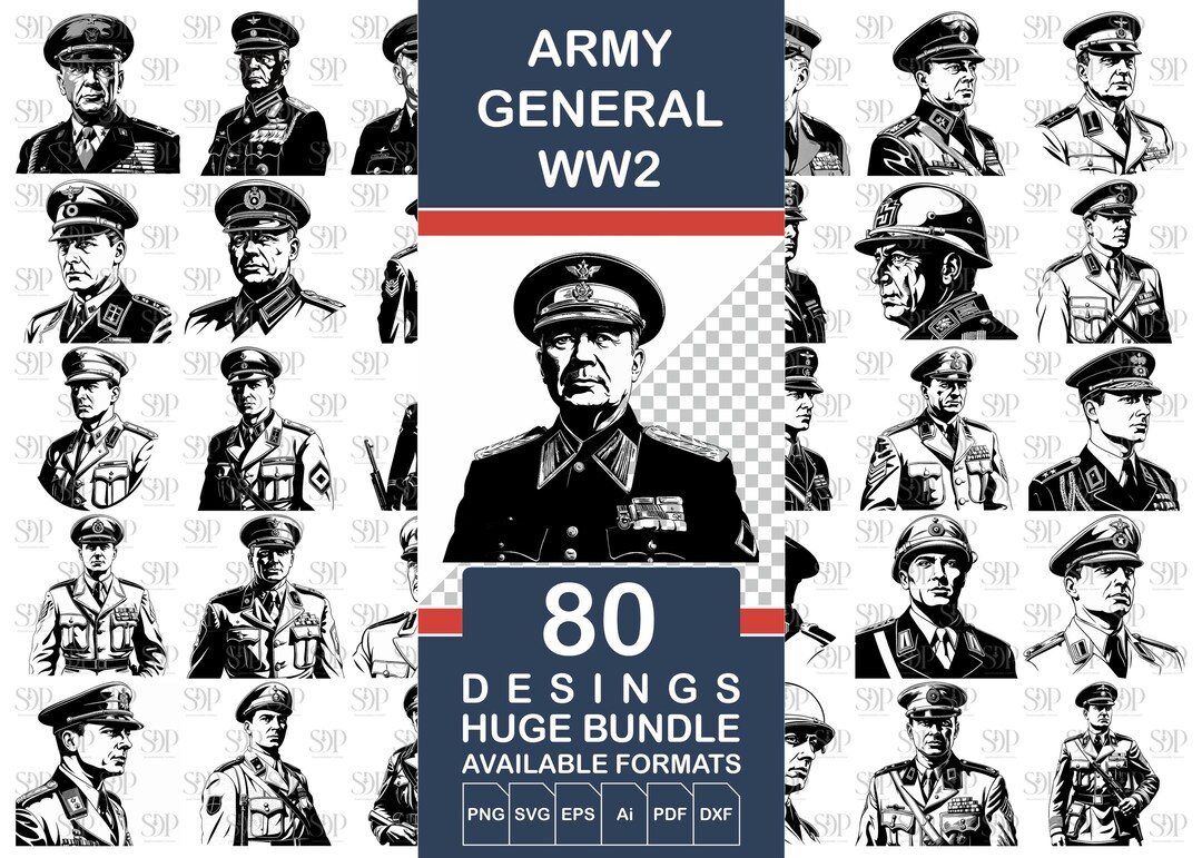 WWII Generals SVG Bundle: Military Commander Clipart (digital Download ...