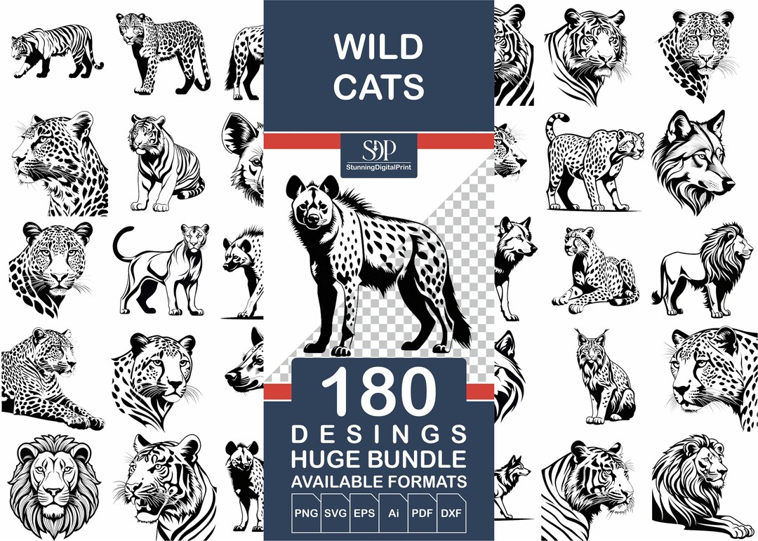 180 Wild Cats SVG BUNDLE, Vector File, Wild Cat Dxf, Wild Cat Cricut ...