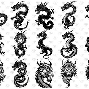 90 Asian Dragon SVG BUNDLE, Vector File, Dragon Cricut, Vector Dragon ...