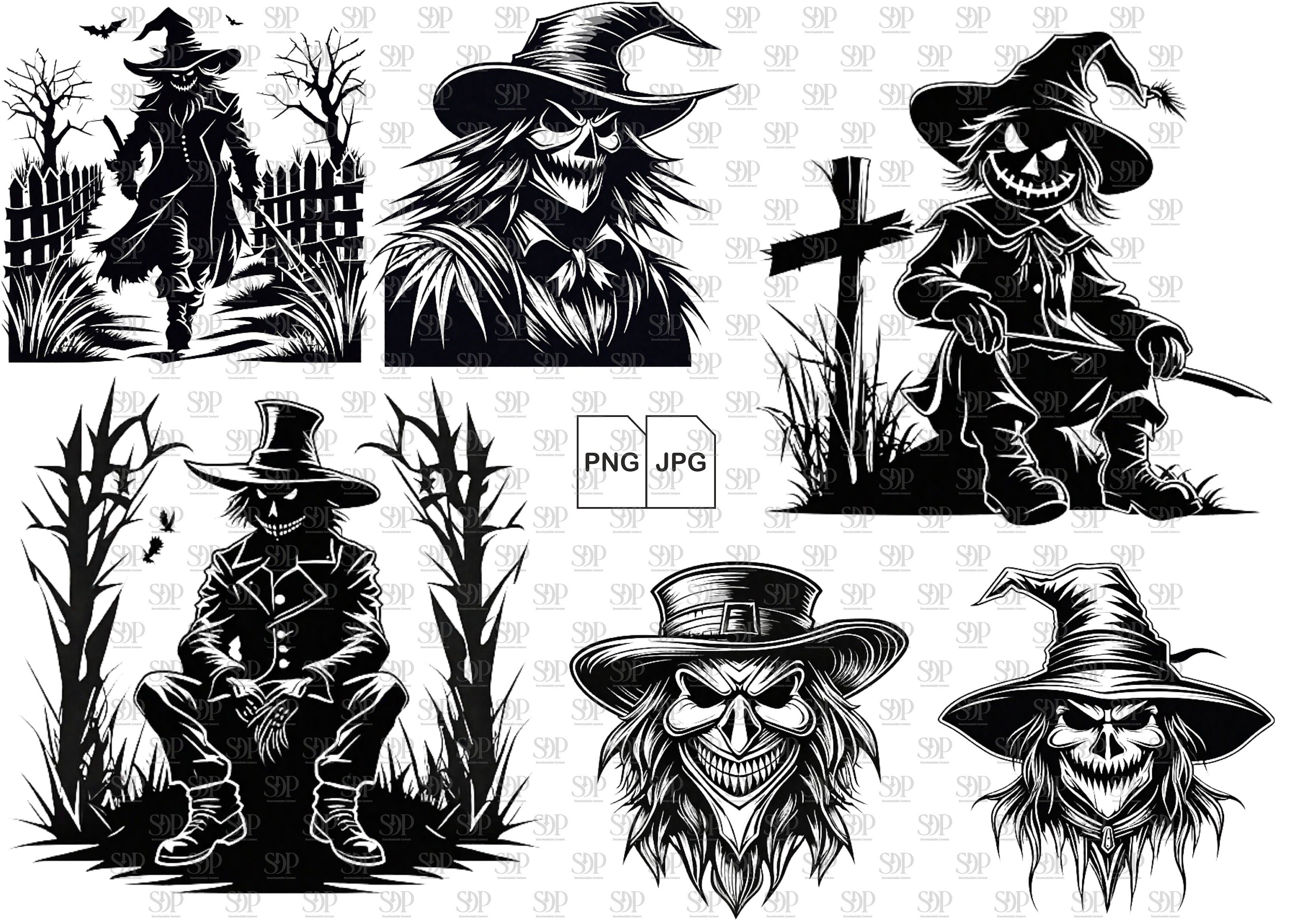 130 Scary Scarecrow SVG BUNDLE Scarecrow Vector File Scary - Etsy