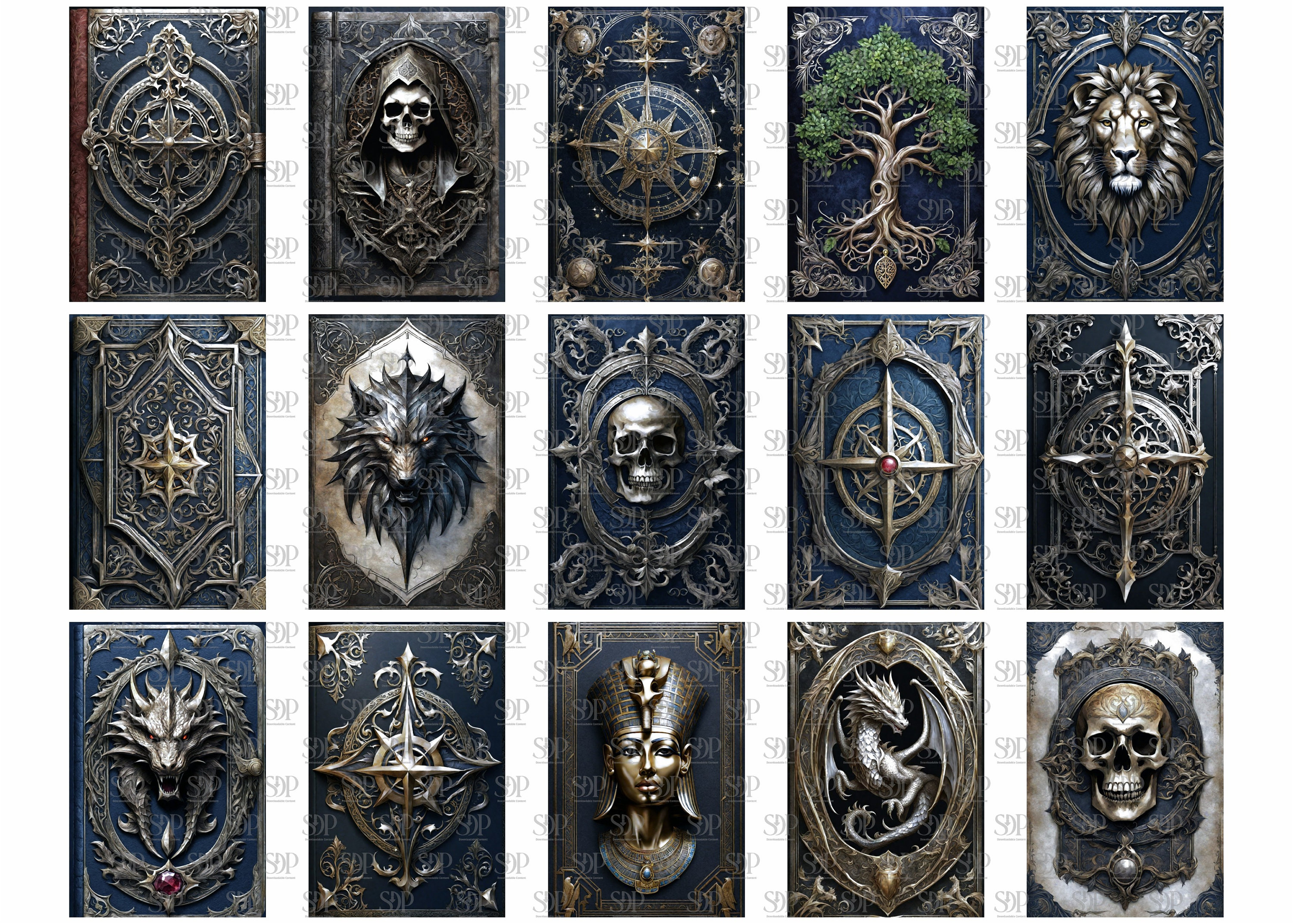 130 Magic Book Cover Clipart: Fantasy Witchcraft PNG Bundle (digital ...