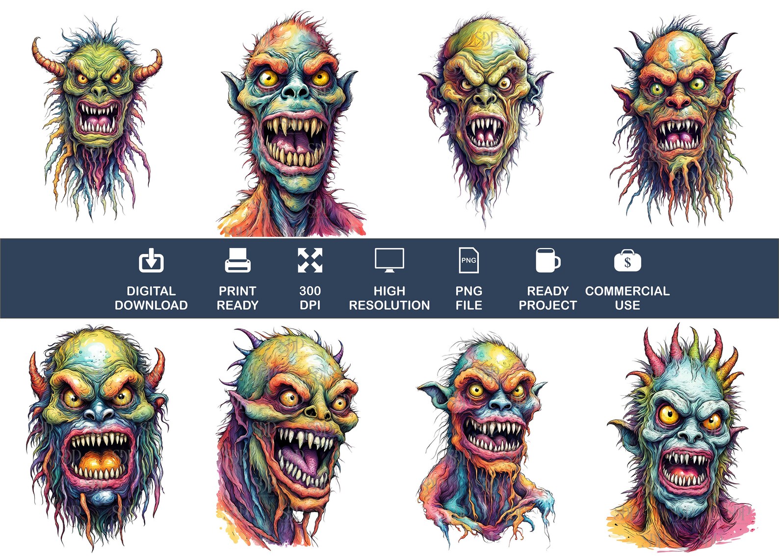 16 Monster Png Bundle,high Quality Png,transparent Png, Scary Monster ...