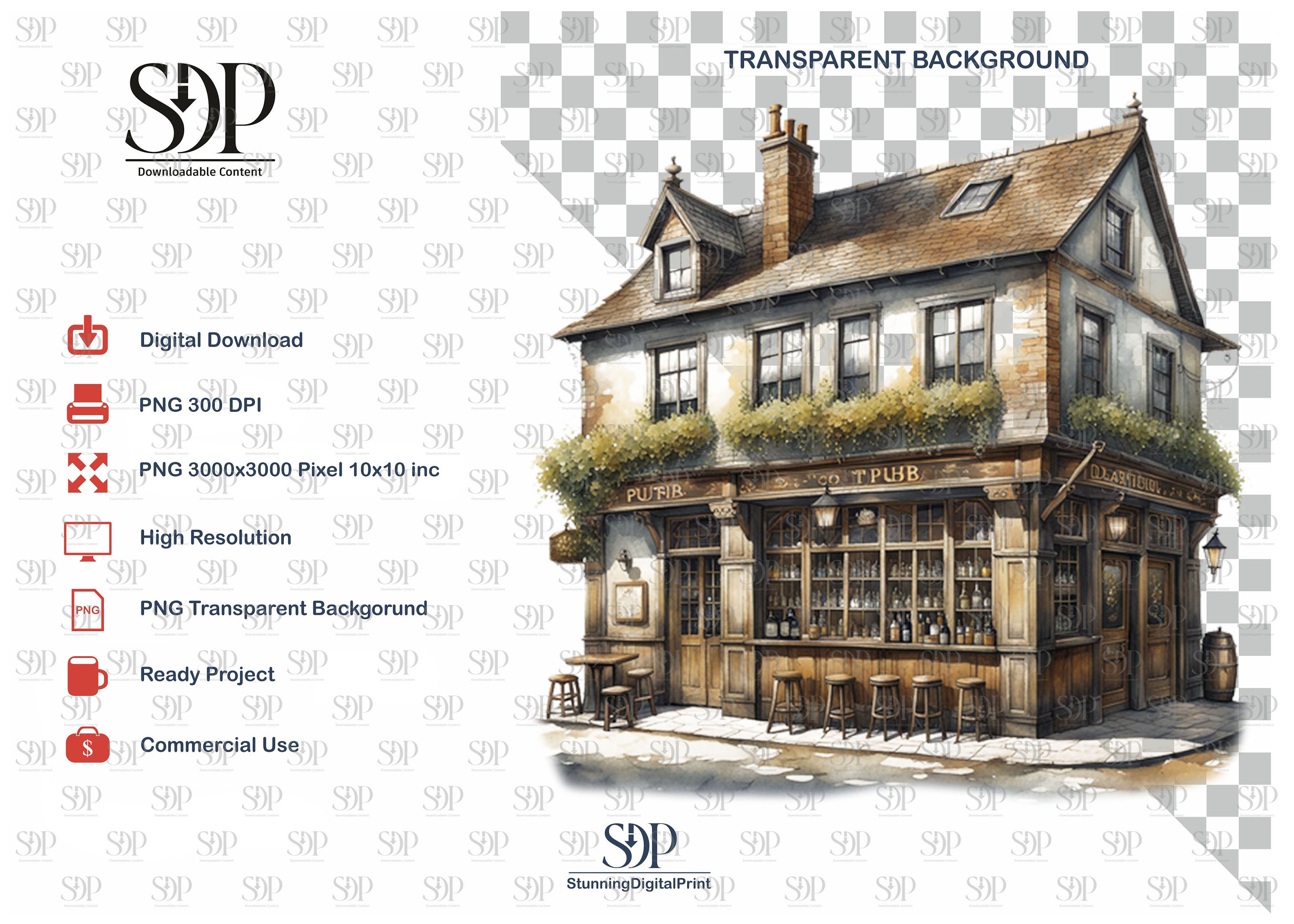 24 Medieval Tavern Png Bundle,high Quality Png,watercolor Medieval ...
