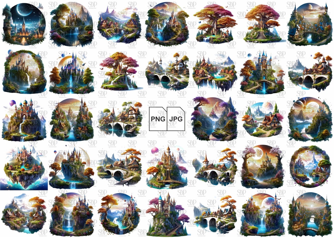 197 Fairy Tale Kingdom ,fantasy Clipart Collection Bundle,watercolor ...