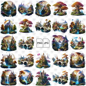 197 Fairy Tale Kingdom ,fantasy Clipart Collection Bundle,watercolor ...