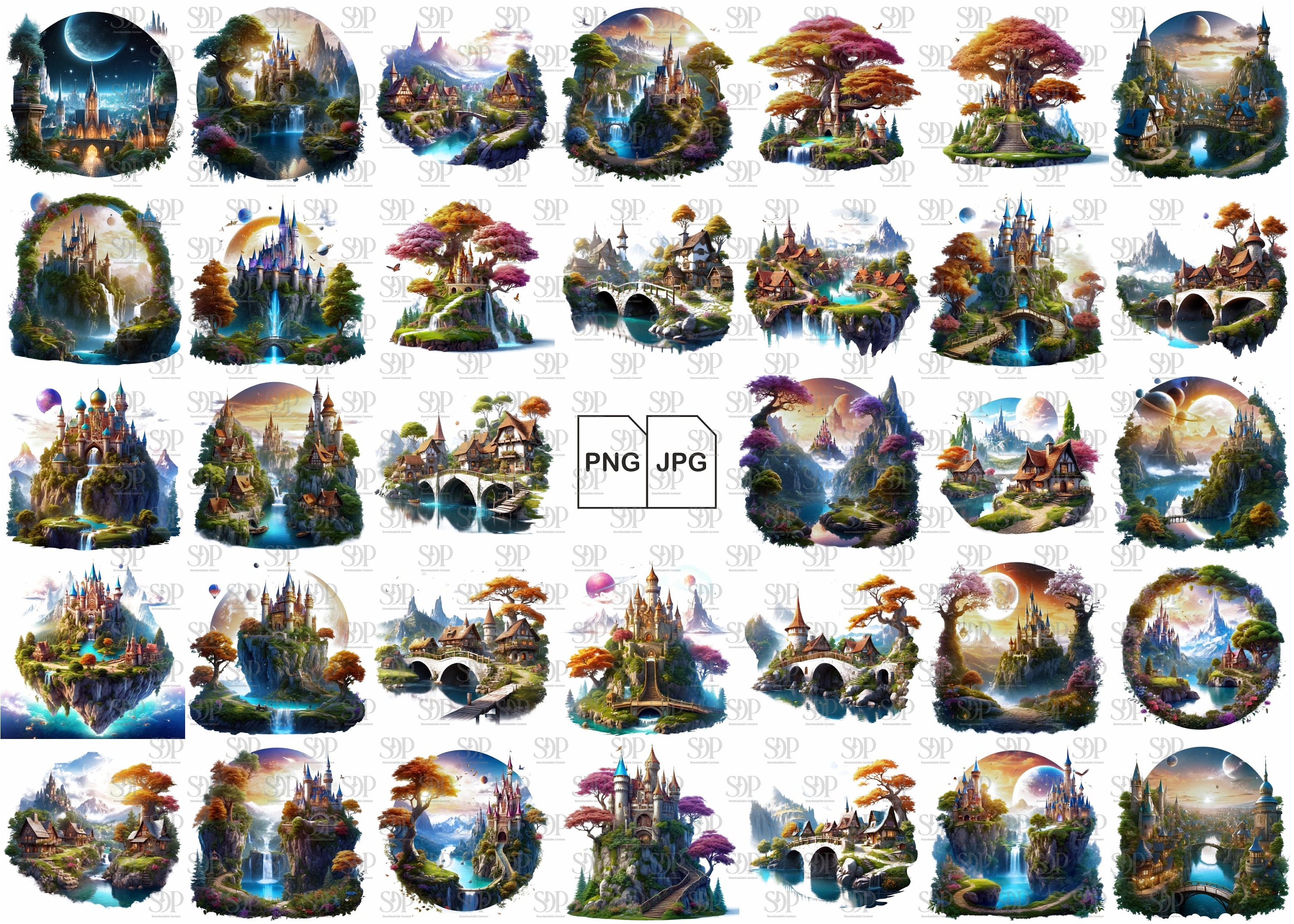197 Fairy Tale Kingdom ,fantasy Clipart Collection Bundle,watercolor ...