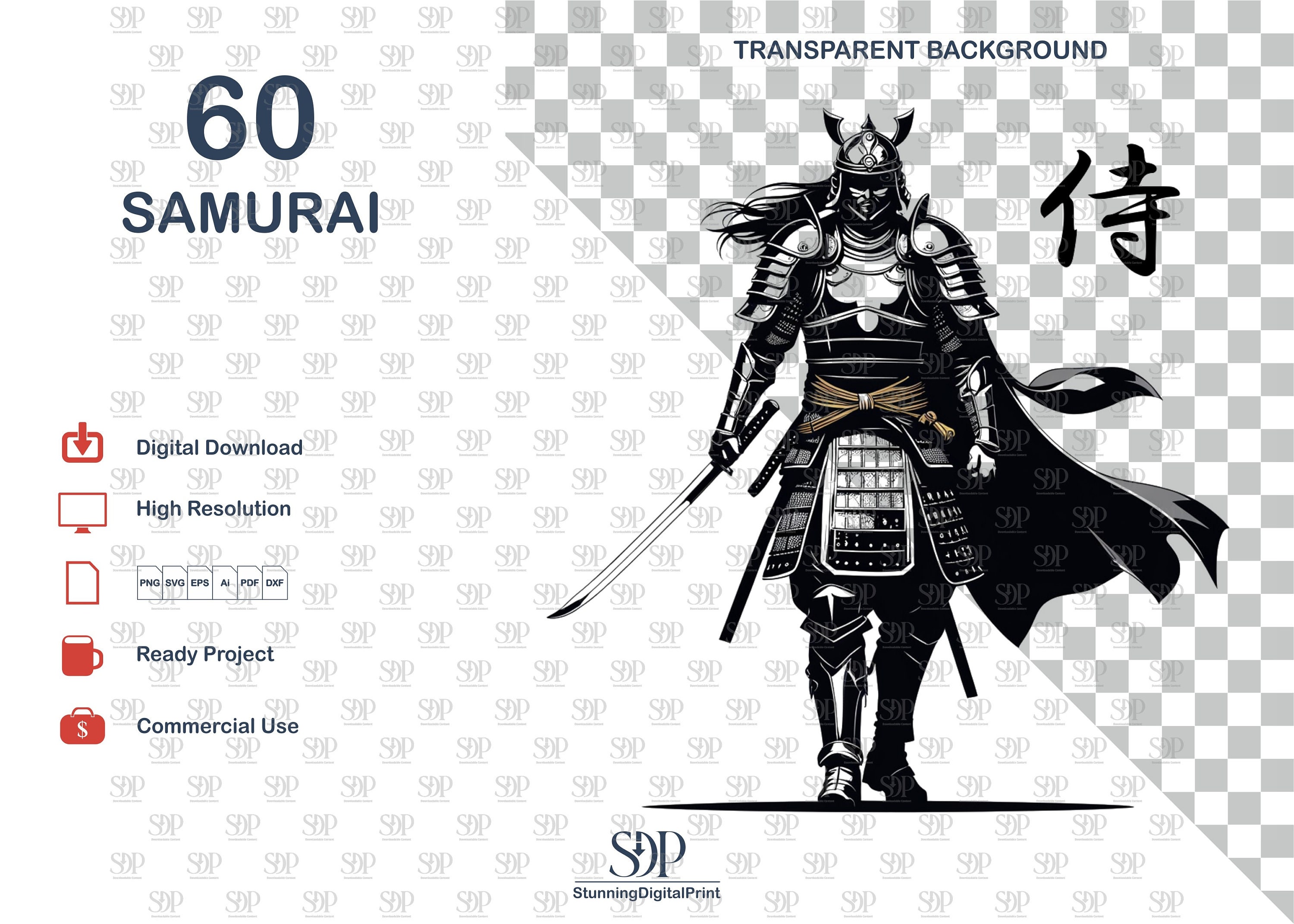 60 Samurai SVG BUNDLE, Samurai Tatto Svg,japanese Samurai Svg,samurai ...