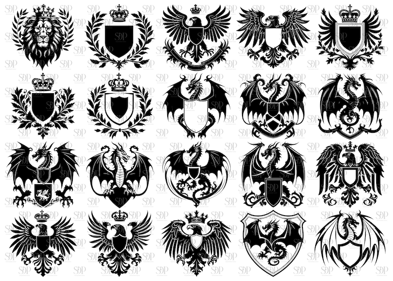 Family Crest SVG Bundle: 90 Heraldic Designs (commercial Use) - Etsy