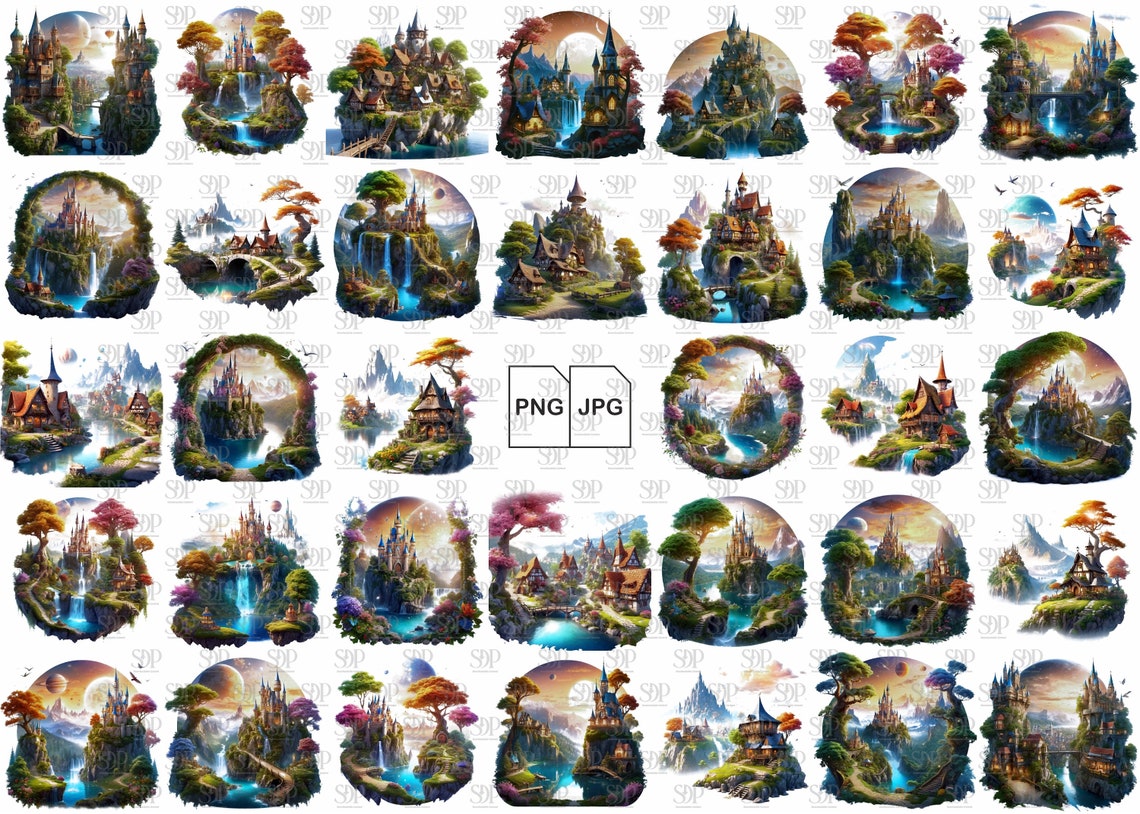 197 Fairy Tale Kingdom ,fantasy Clipart Collection Bundle,watercolor ...