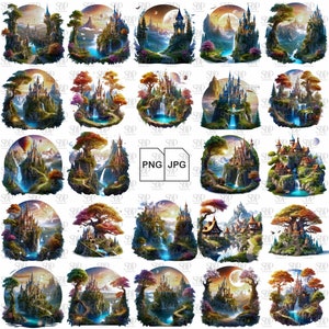 197 Fairy Tale Kingdom ,fantasy Clipart Collection Bundle,watercolor ...