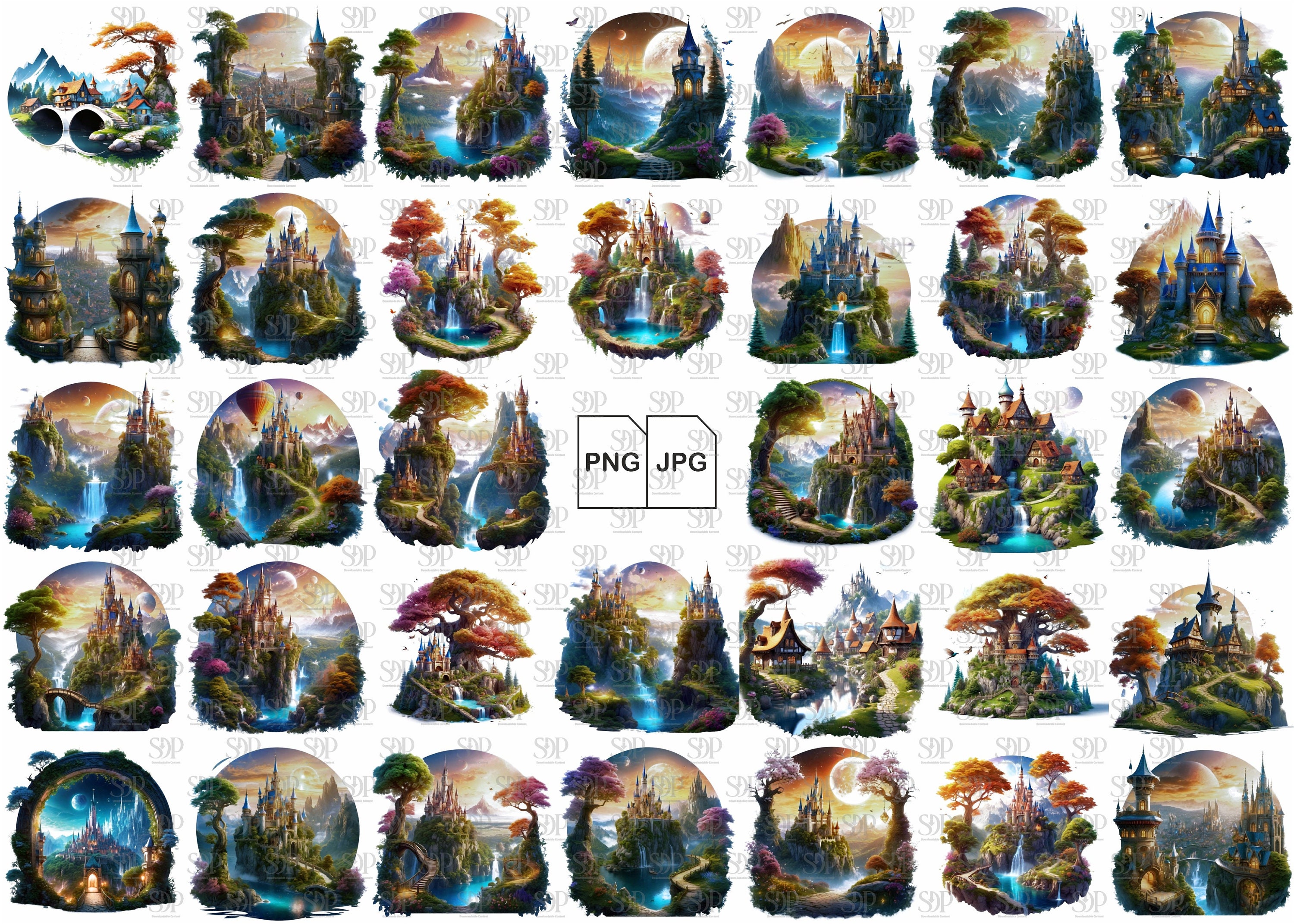 197 Fairy Tale Kingdom ,fantasy Clipart Collection Bundle,watercolor ...