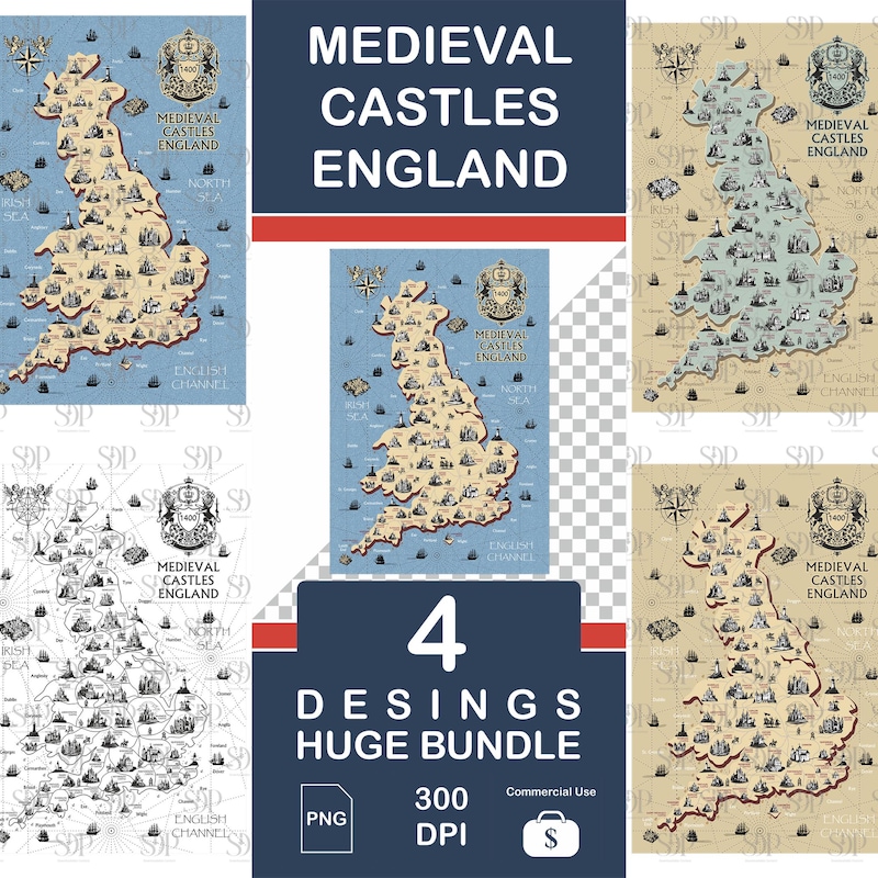 Uk Map of Castle - Etsy