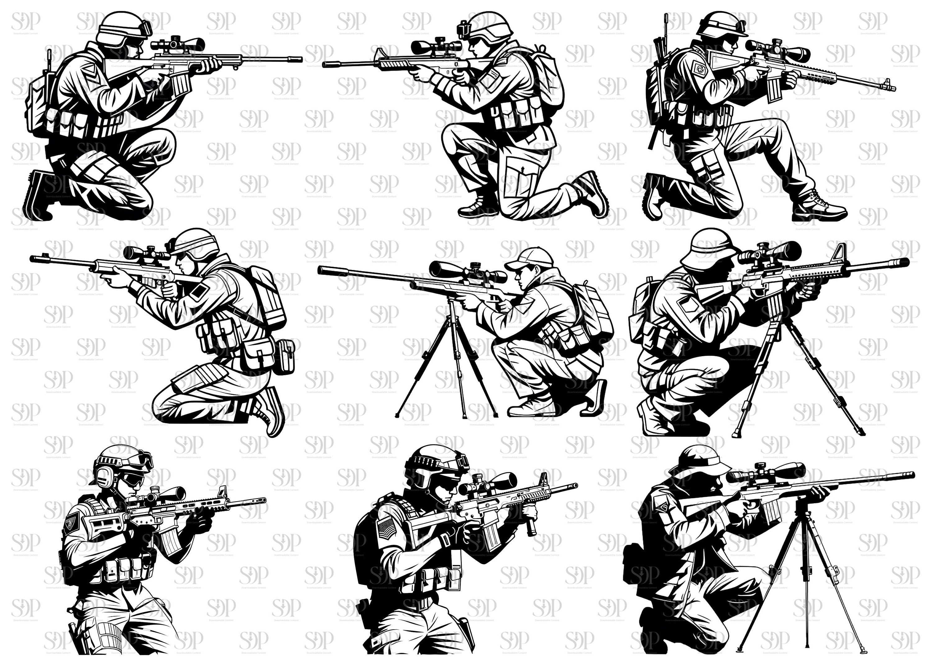 90 Army Sniper Svg, BUNDLE Vector File, Army Sniper Svg, Sniper Gun ...
