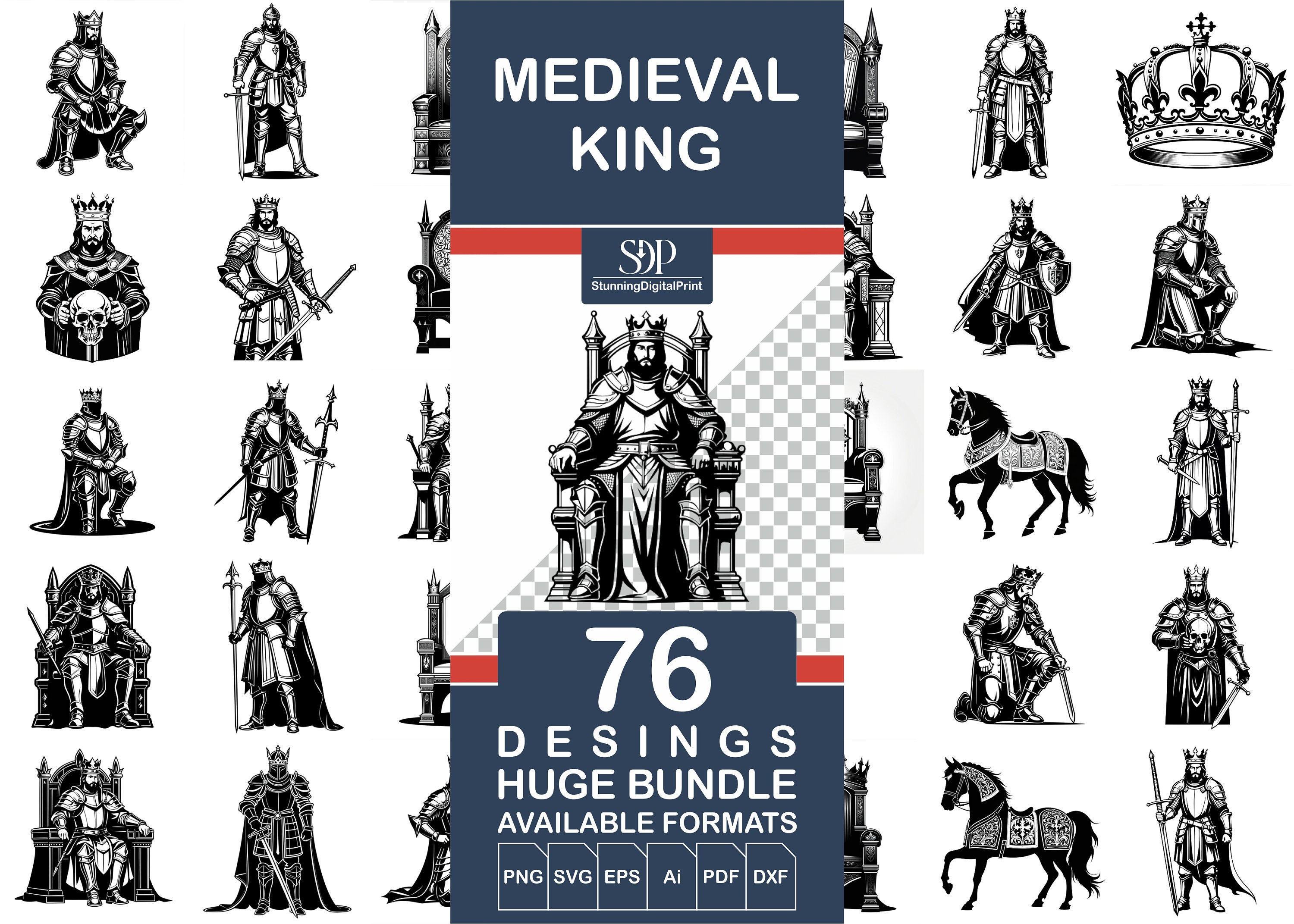 76 Medieval King SVG BUNDLE, Svg Vector File, King Cricut, Vector King ...
