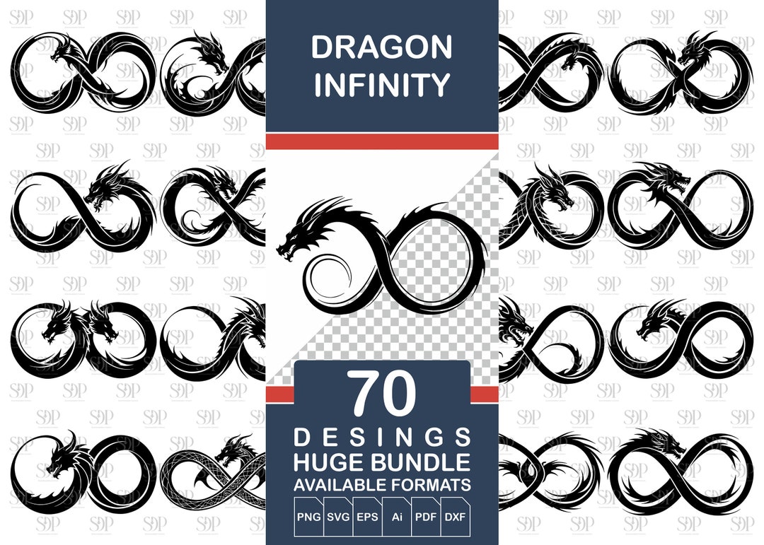 70 Dragon, Infinity SVG BUNDLE, Vector File, Dragon Cricut, Vector ...