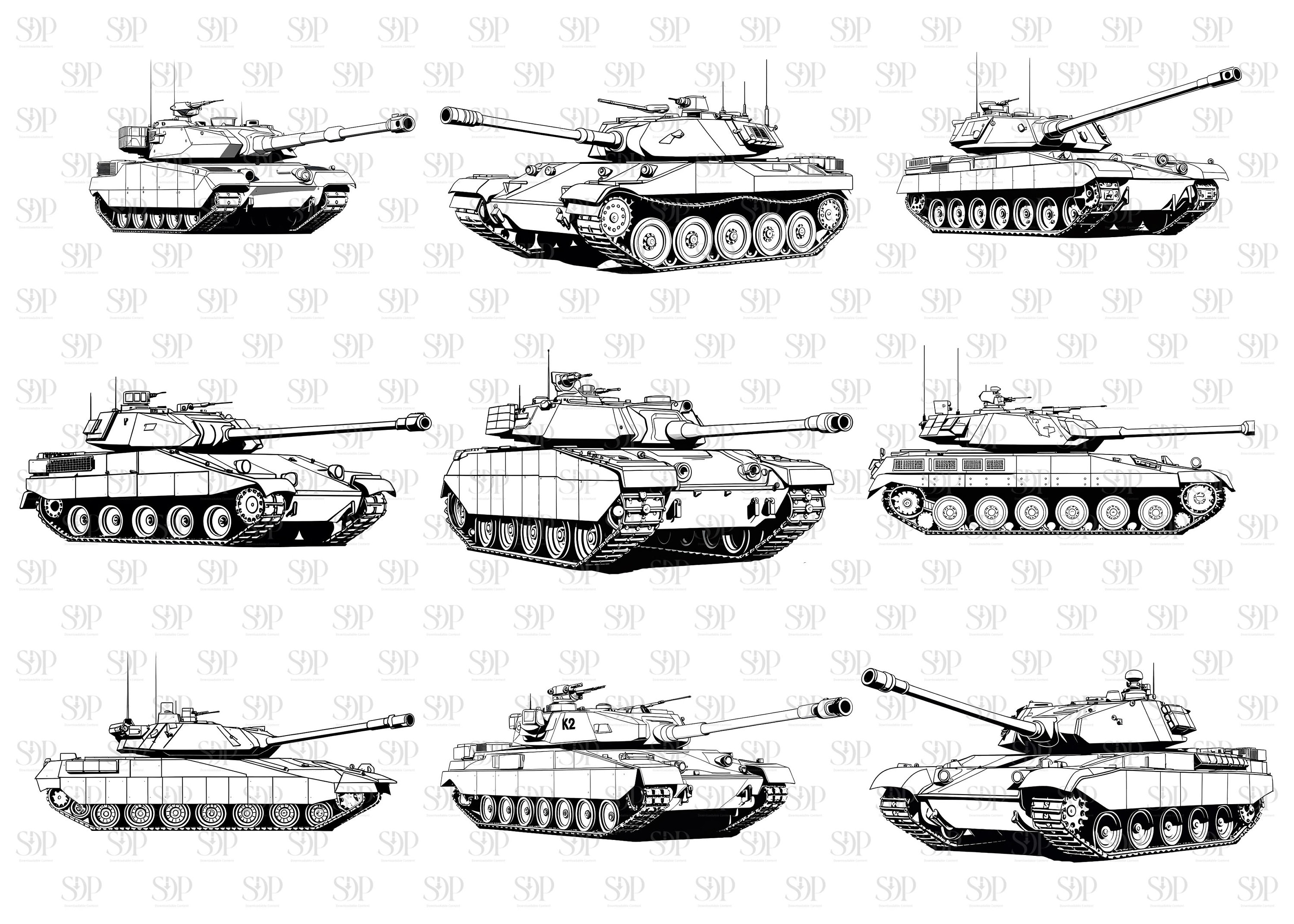 Militär Panzer SVG Bundle: 60 Army Tank Designs (Kommerzielle Nutzung ...