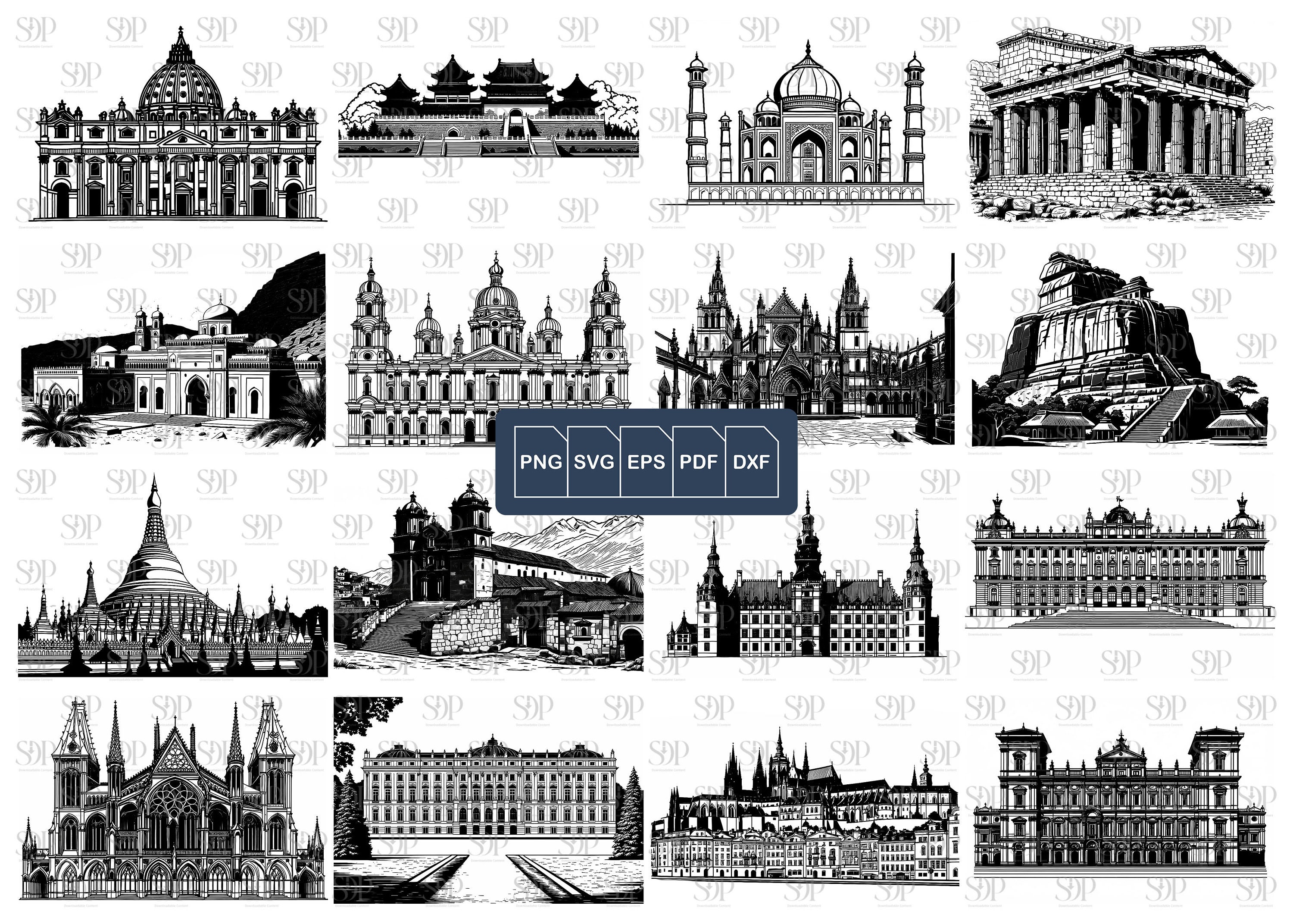 100 Ancient Temple Svg, Ancient Svg, Historical Buildings Svg, Vector ...