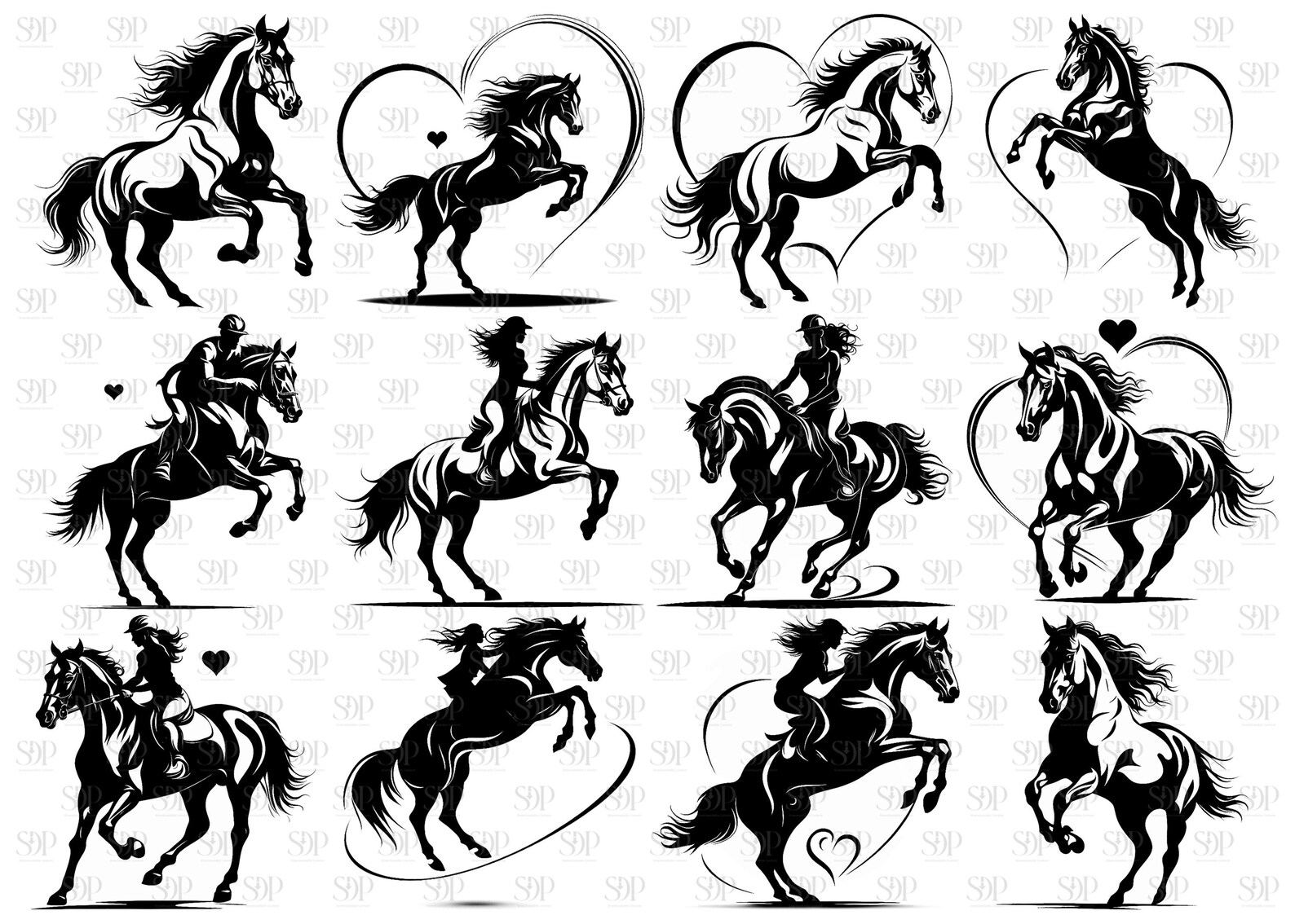 Horse SVG Bundle, 95 Designs, Clipart Vector Graphics (digital Download ...