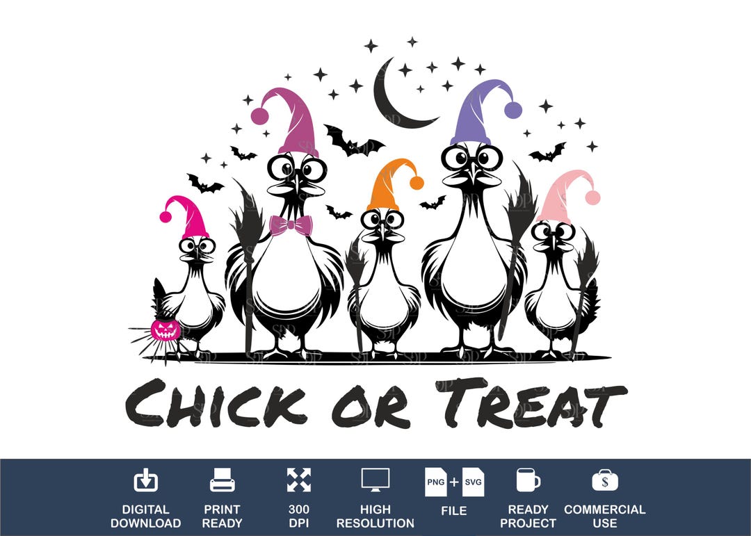 Halloween Chicken SVG, Ghost Chickens, Chick or Treat (digital Download ...