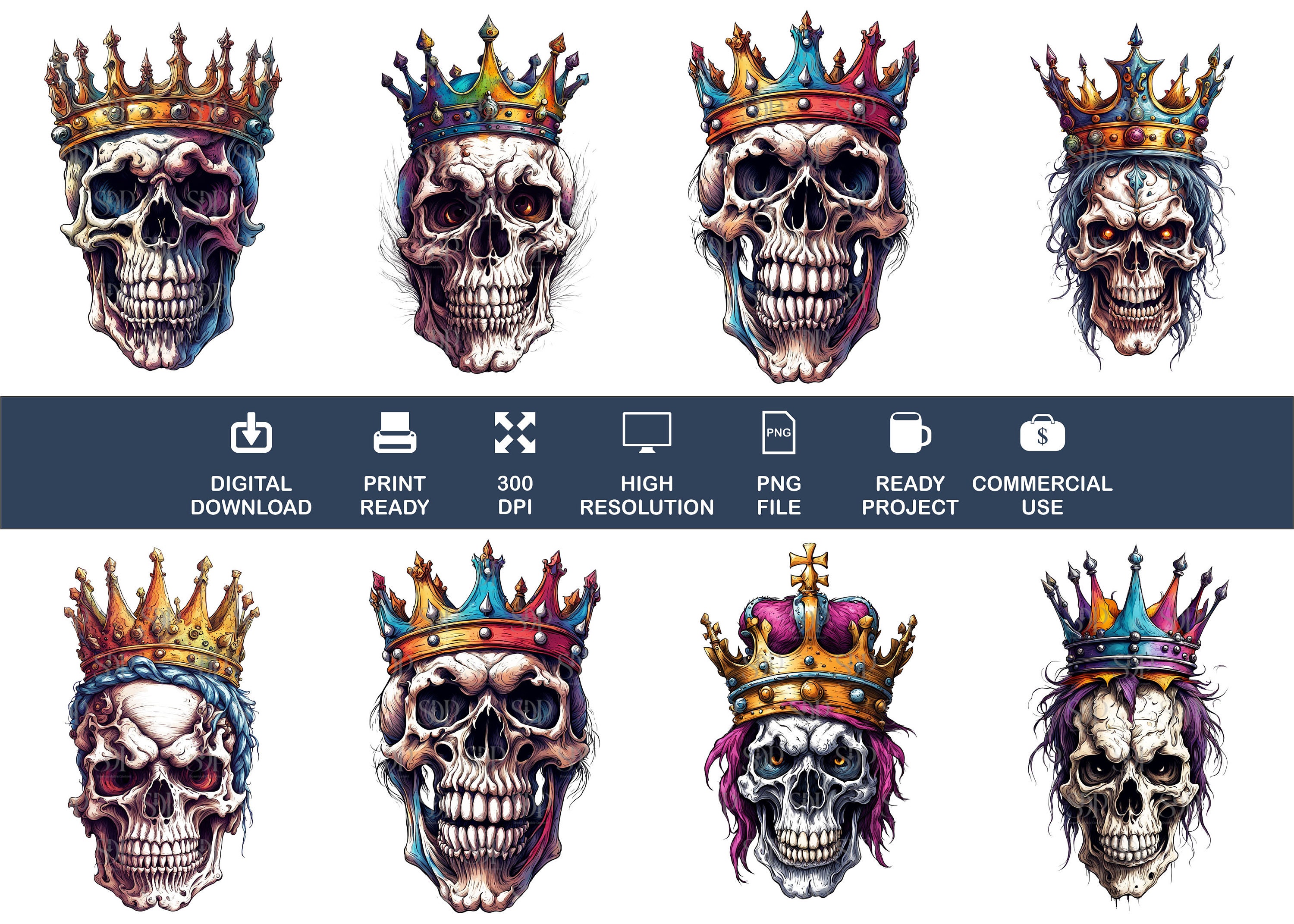 16 King Skull Png Bundle,high Quality Png,transparent Png, King Skull ...