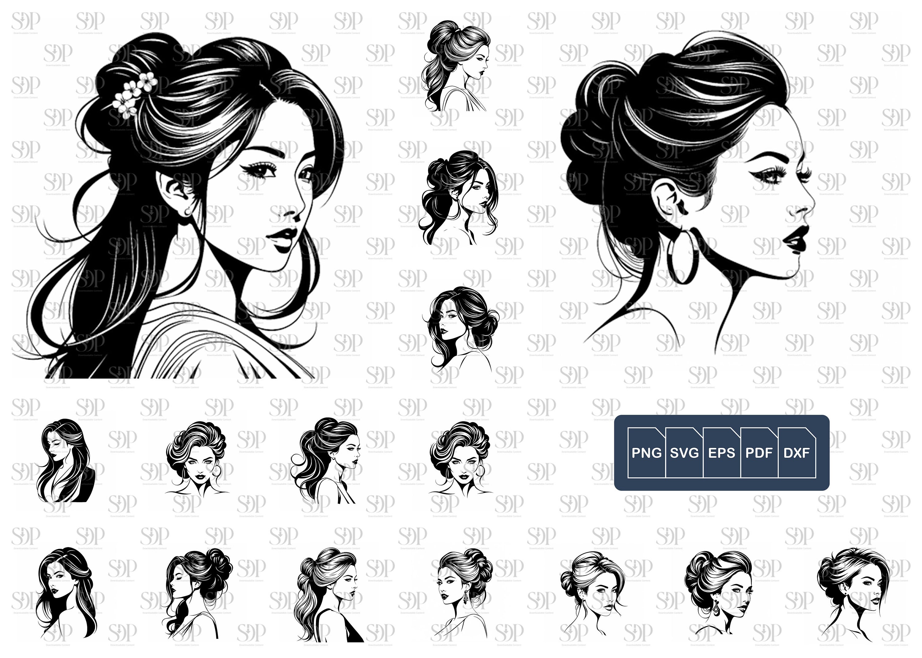100 Woman Svg, Vector File, Woman Face Svg,woman Svg,womans Face ...