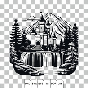 140 Castle Svg , Castle Vector File,medieval Castle Print,silhouette ...