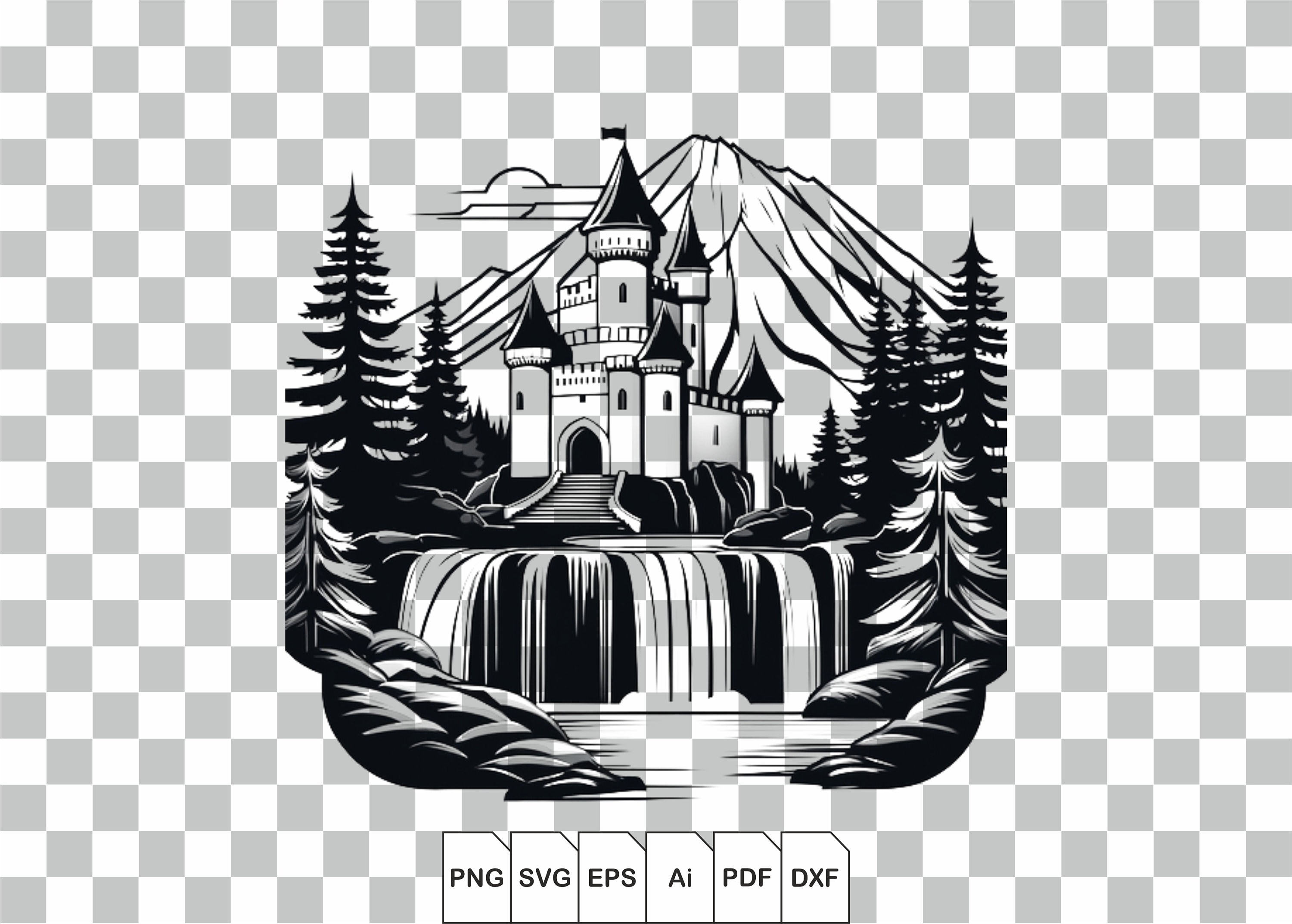 140 Castle Svg , Castle Vector File,medieval Castle Print,silhouette ...