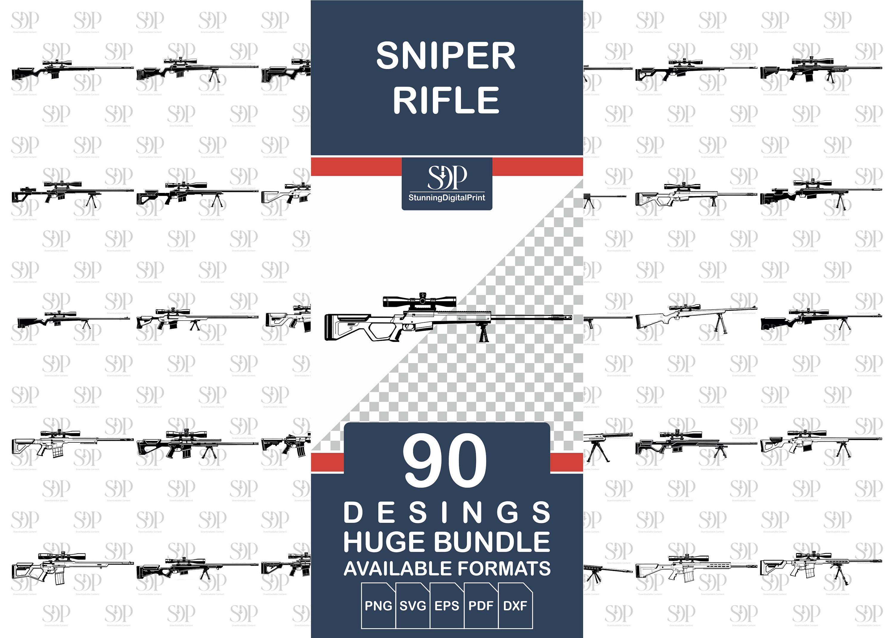 90 Sniper Rifle SVG, BUNDLE Vector File, Rifle Svg, Sniper Gun Clipart ...