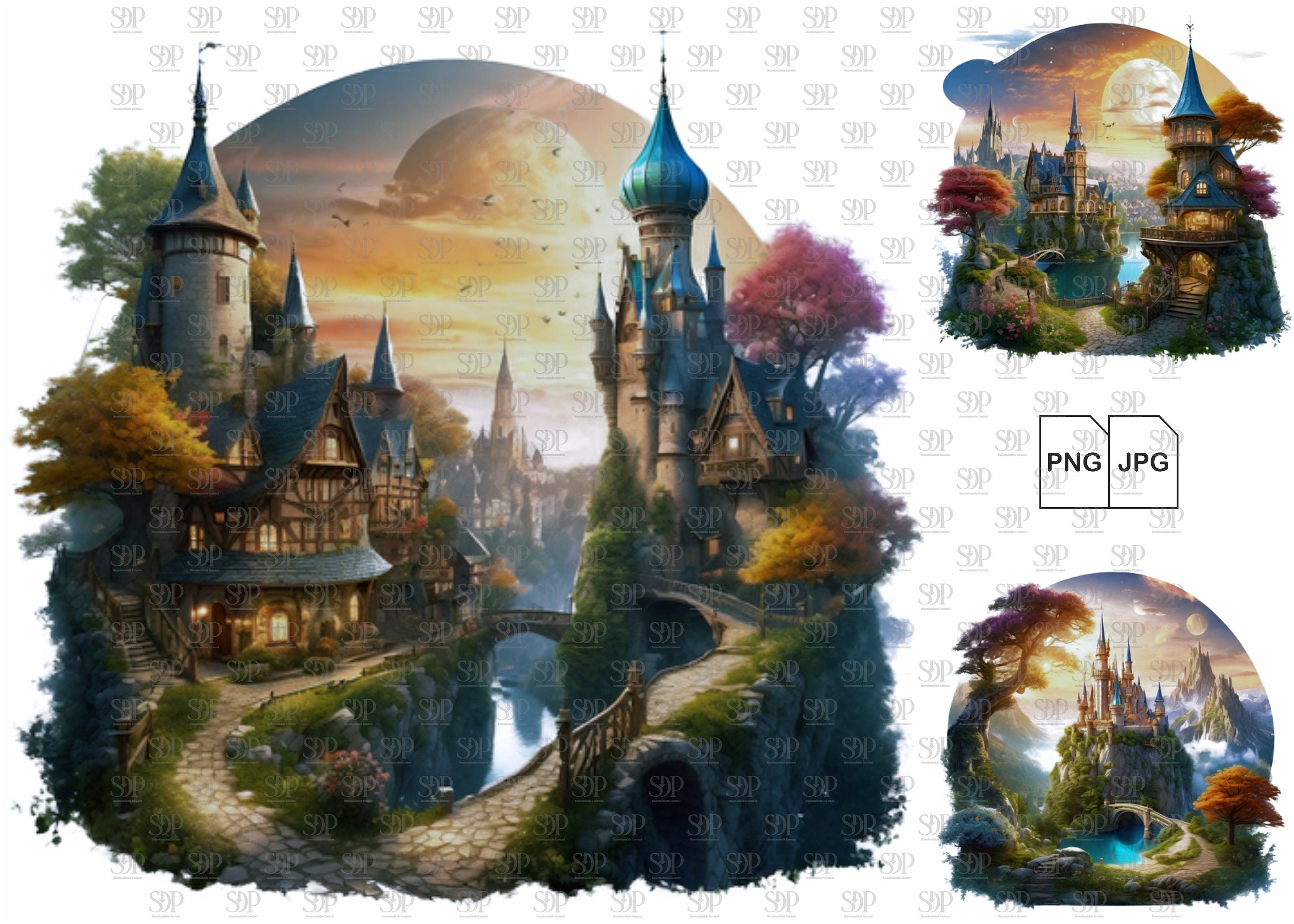 197 Fairy Tale Kingdom ,fantasy Clipart Collection Bundle,watercolor ...