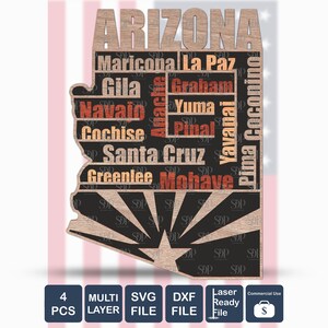 Arizona Maps Svg, Arizona Vector File,multi Layered Arizona, Arizoana ...
