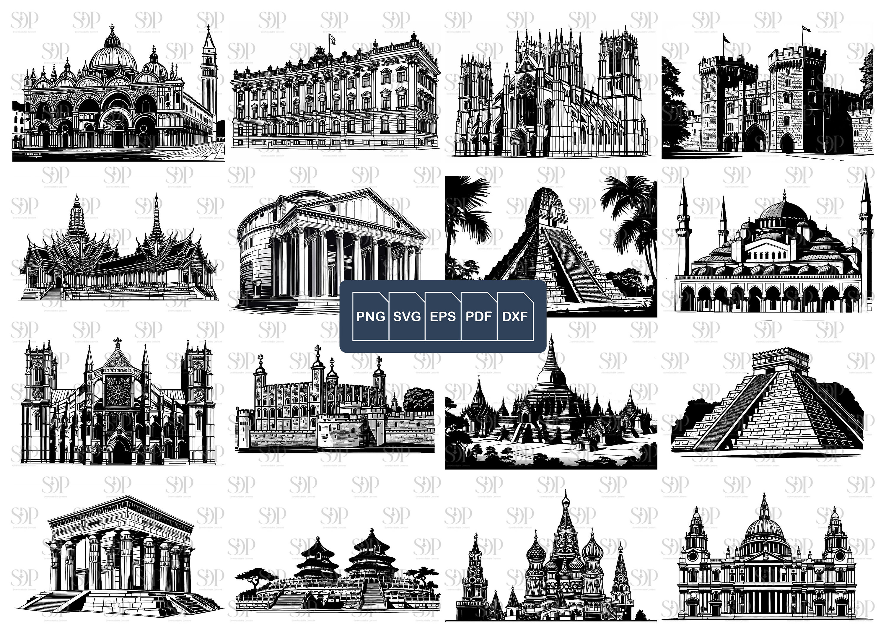 100 Ancient Temple Svg, Ancient Svg, Historical Buildings Svg, Vector ...