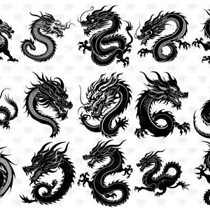 90 Asian Dragon SVG BUNDLE, Vector File, Dragon Cricut, Vector Dragon ...