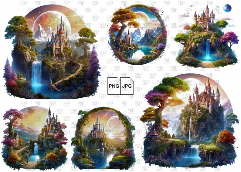 197 Fairy Tale Kingdom ,fantasy Clipart Collection Bundle,watercolor ...
