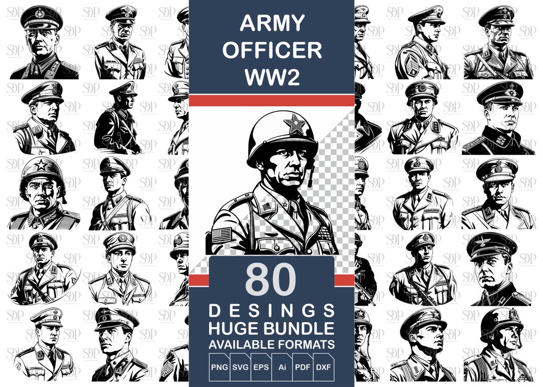 WW2 Military Officer SVG Bundle: 80 Designs (digital Download) - Etsy