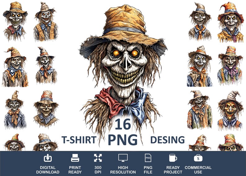 16 Scarecrow Png Bundle,high Quality Png,transparent Png, Scary ...